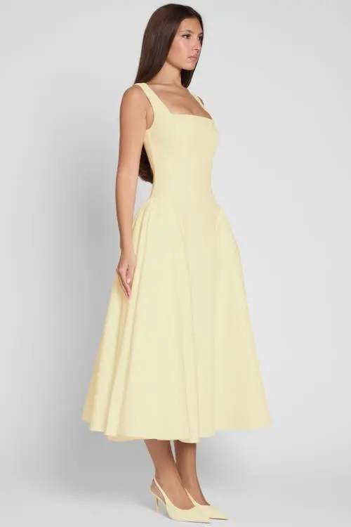 LEAU Corset Midi Dress - Yellow