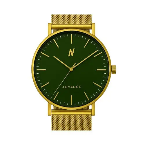 NCMPRBL Advance Envy 40mm Watch - Yellow Gold/green