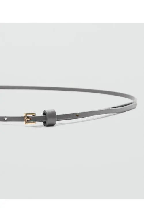 Mango Selection Mini Leather Belt - Gray