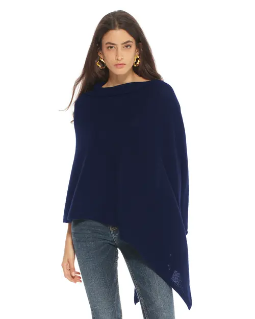 MONTICELLI CASHMERE Pure Cashmere Textured Knit Poncho - Blue
