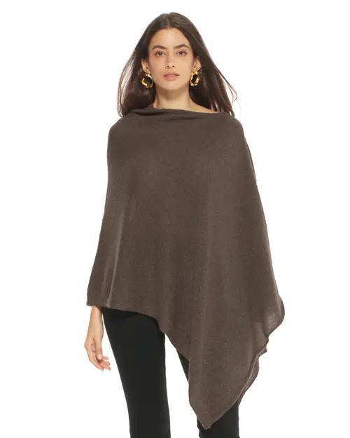 MONTICELLI CASHMERE Pure Cashmere Textured Knit Poncho - Coffee