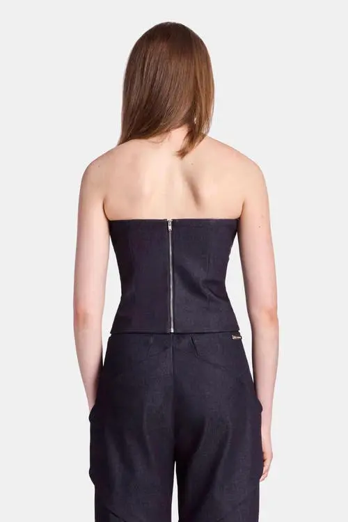 KATE BARTON Symmetrical Sculpted Denim Corset