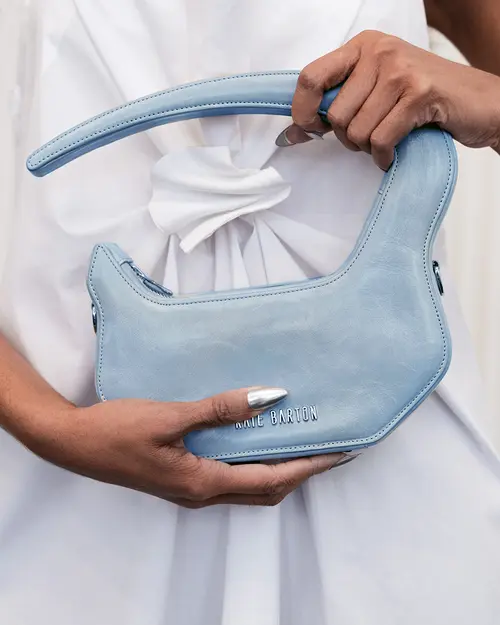 KATE BARTON Pierced Leather Bag - Sky Blue