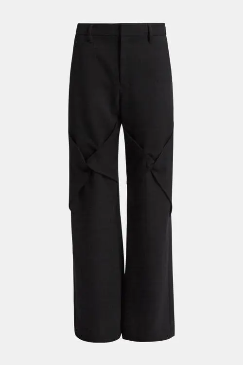 KATE BARTON Draped Knee Wool Trousers