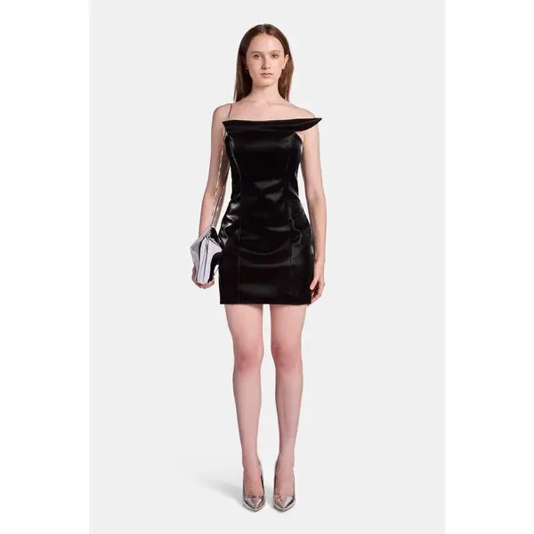 KATE BARTON Molded Vinyl Mini Dress
