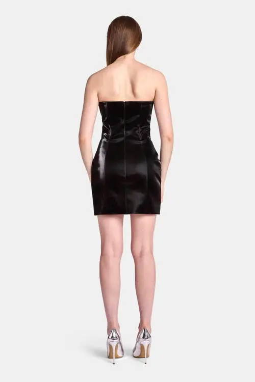 KATE BARTON Molded Vinyl Mini Dress