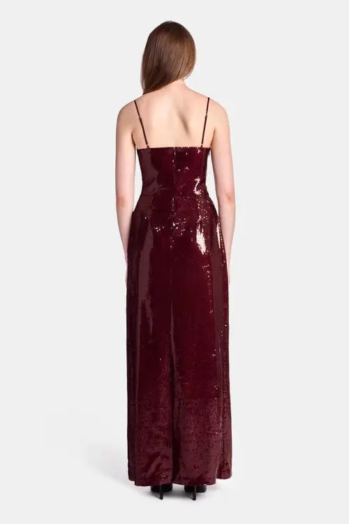 KATE BARTON Sequin Draped Maxi Skirt