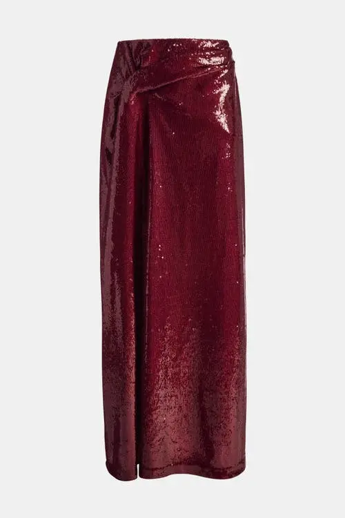 KATE BARTON Sequin Draped Maxi Skirt