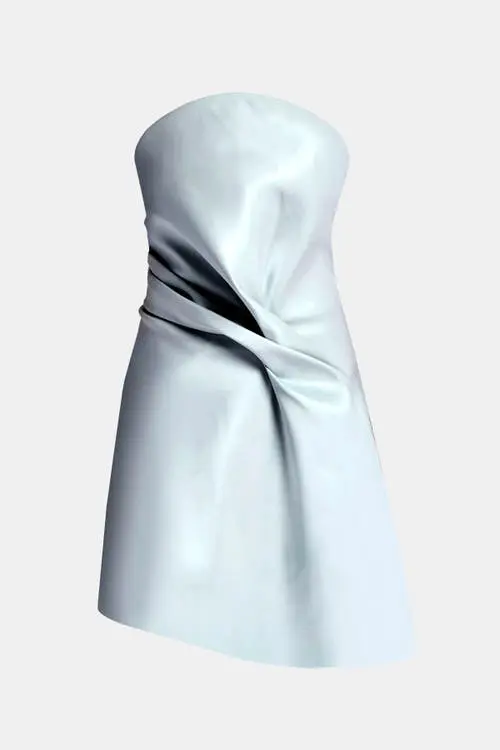 KATE BARTON Draped Mini Dress - Light Blue