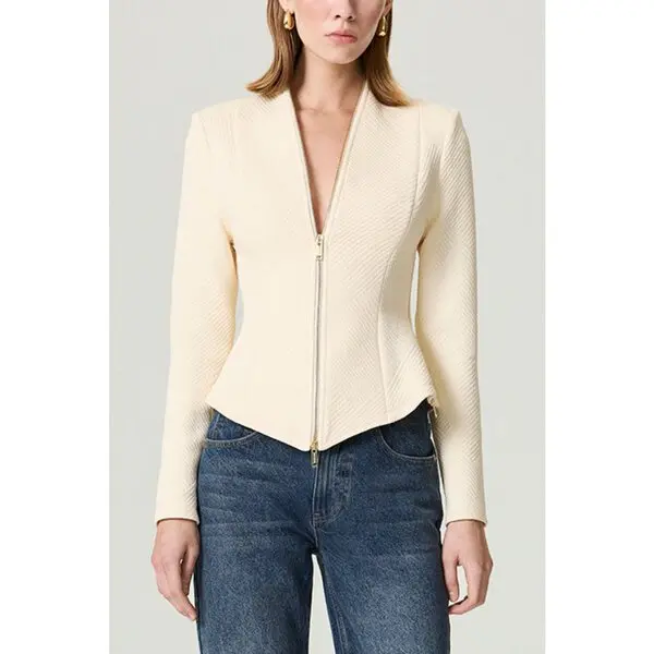 NOCTURNE Zippered Blouse - Ivory