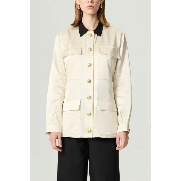 NOCTURNE Woven Jacket With Gold Button Details