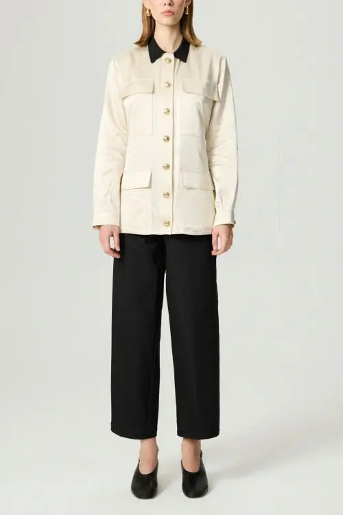NOCTURNE Woven Jacket With Gold Button Details