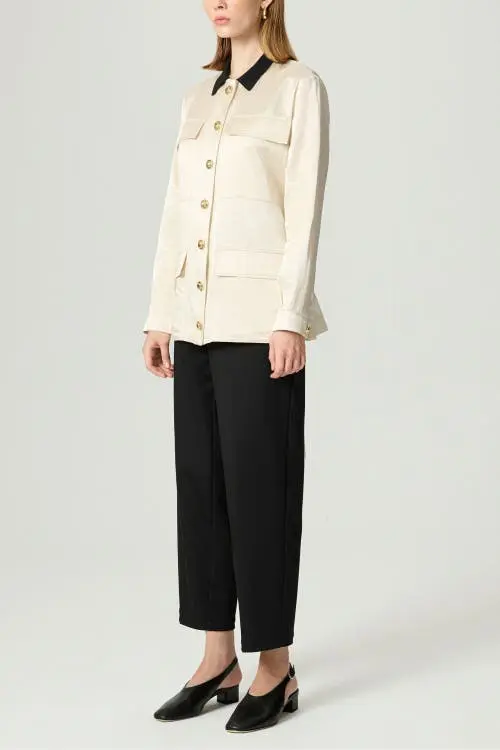 NOCTURNE Woven Jacket With Gold Button Details