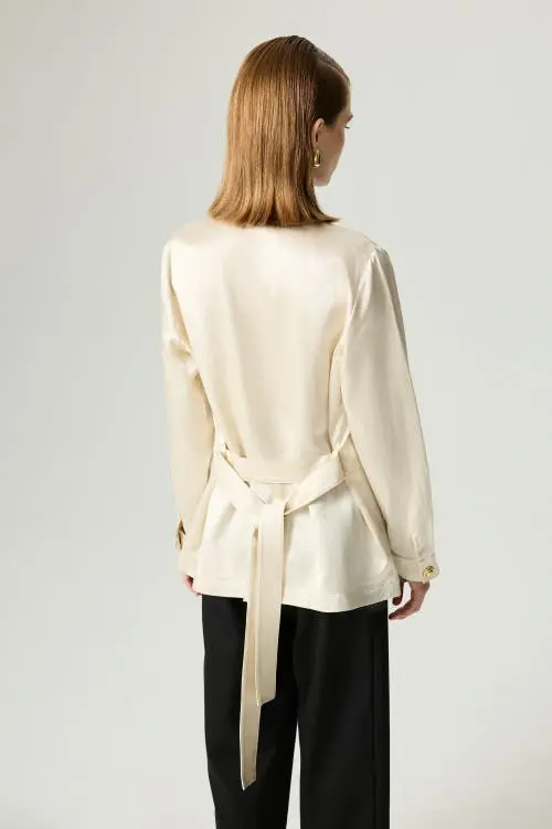 NOCTURNE Woven Jacket With Gold Button Details