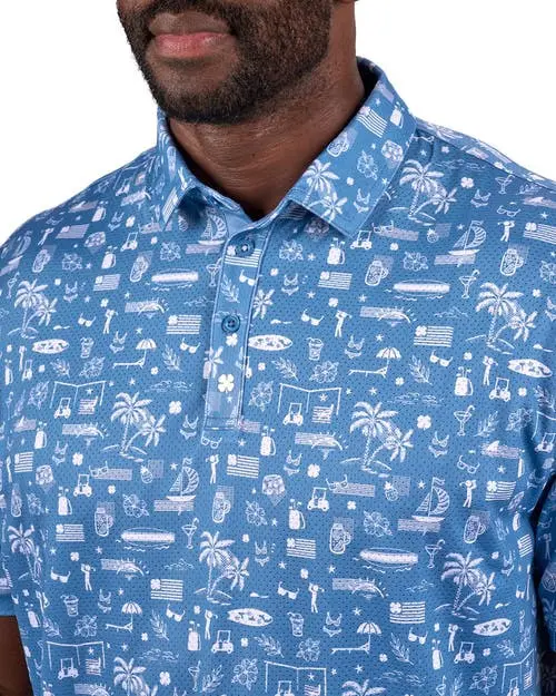 BLACK CLOVER Vacation Nation Polo - Moody Blue