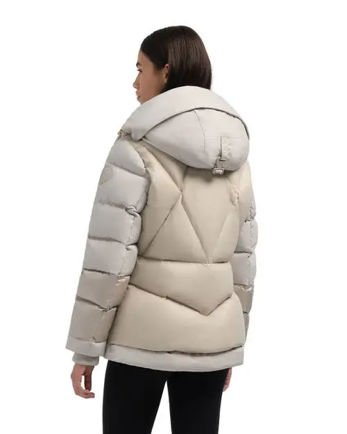 Pajar Mixed Media Puffer Jacket With Removable Hood - Champagne