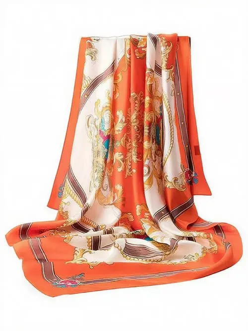 SILKSILKY Silk Bloom Square Scarf - Orange