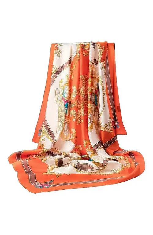 SILKSILKY Silk Bloom Square Scarf - Orange