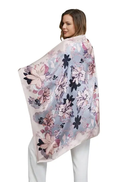 SILKSILKY Floral Print Silk Scarf - Multi