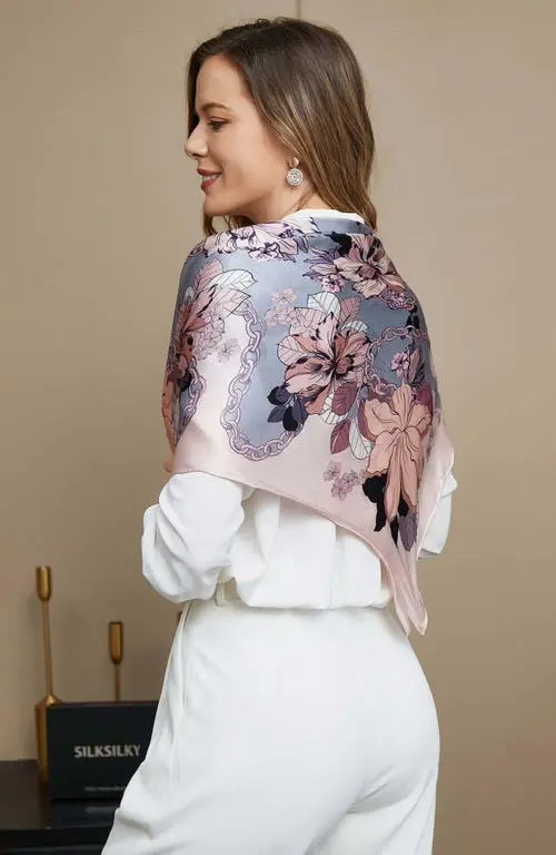 SILKSILKY Floral Print Silk Scarf - Multi