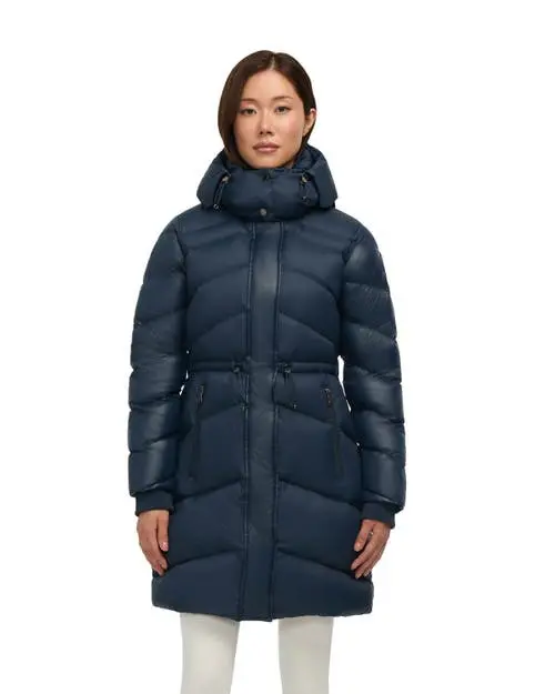 Pajar Mid-length Quilted Puffer With Removable Hood - Navy