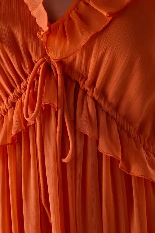 WAREHOUSE Chiffon Ruffle Strappy Maxi Dress