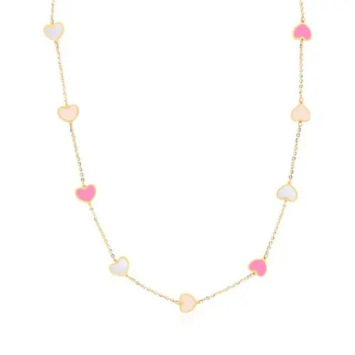 THE LOVERY FINE JEWELRY Heart Station Necklace - Pink Mixed