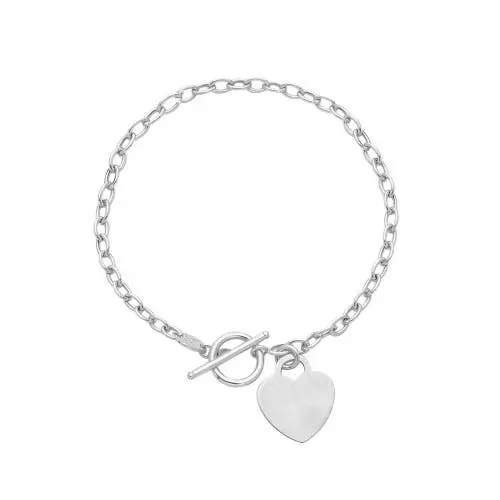 THE LOVERY FINE JEWELRY Gold Heart Toggle Bracelet - White Gold