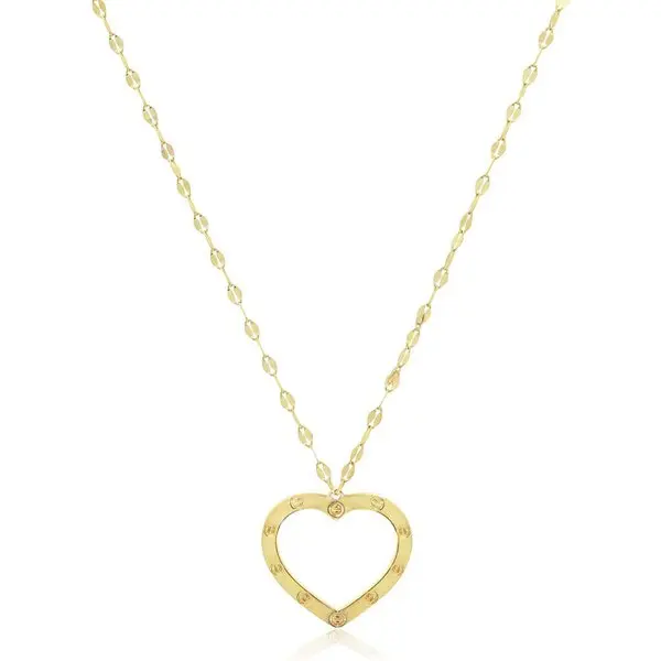 THE LOVERY FINE JEWELRY 14k Open Heart Necklace - Yellow Gold