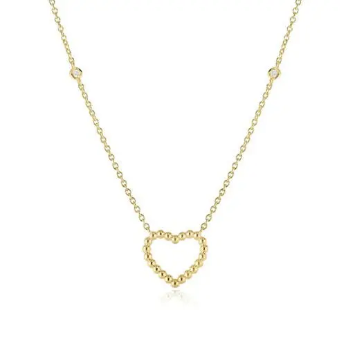 THE LOVERY FINE JEWELRY Gold Bead Open Heart Necklace - Yellow Gold