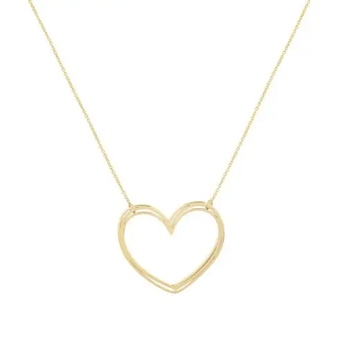 THE LOVERY FINE JEWELRY Large Heart Pendant Necklace - Yellow Gold