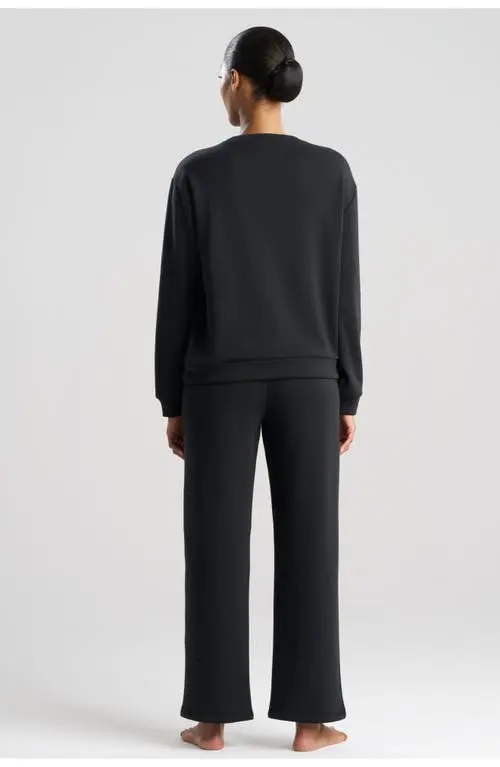 Natori Nova Brushed Knit Crew Neck Top - Black