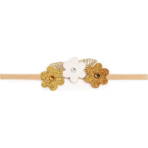 SWEET WINK Boho Floral Glitter Baby Headband - Gold