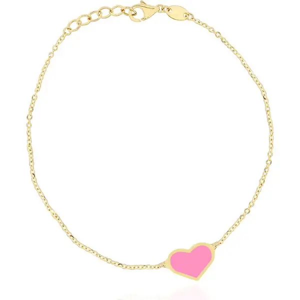 THE LOVERY FINE JEWELRY Single Heart Bracelet - Bubblegum Pink