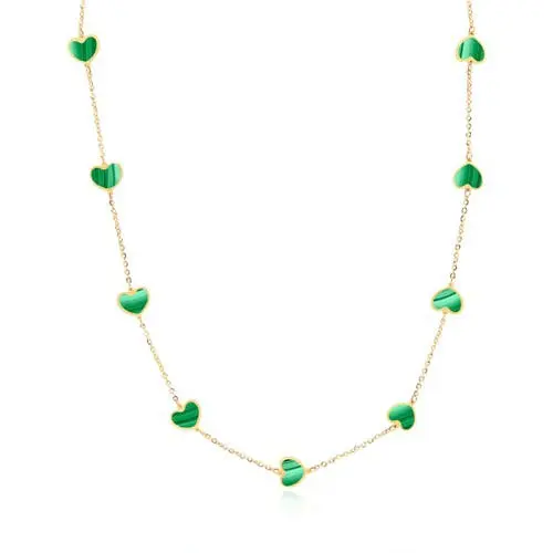 THE LOVERY FINE JEWELRY Heart Station Necklace - Malachite