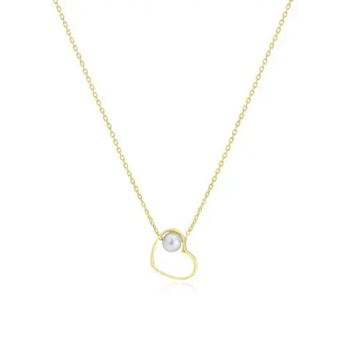 THE LOVERY FINE JEWELRY Pearl Heart Pendant Necklace - Yellow Gold