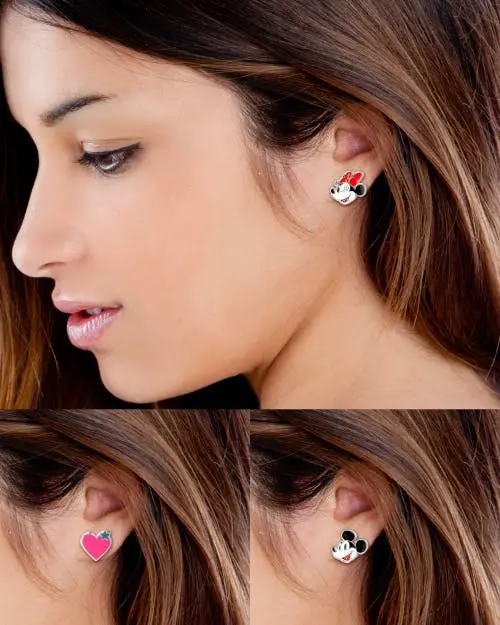 Disney Minnie And Mickey Mouse Clip-on Earrings Set