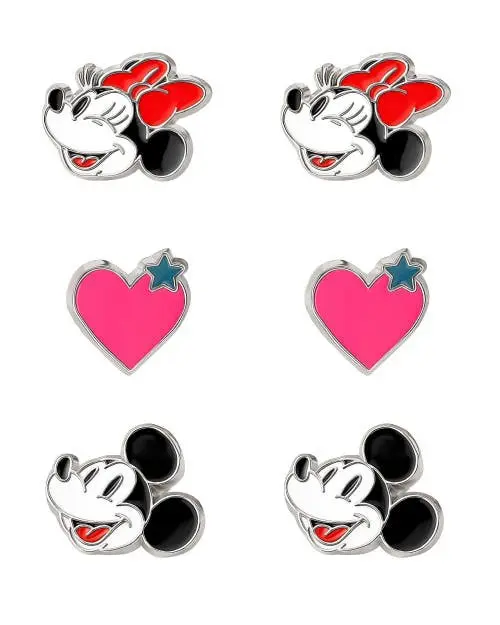Disney Minnie And Mickey Mouse Clip-on Earrings Set