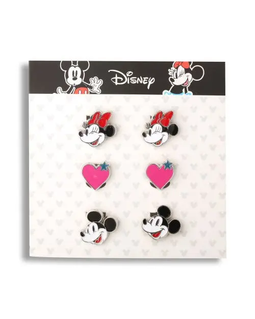 Disney Minnie And Mickey Mouse Clip-on Earrings Set