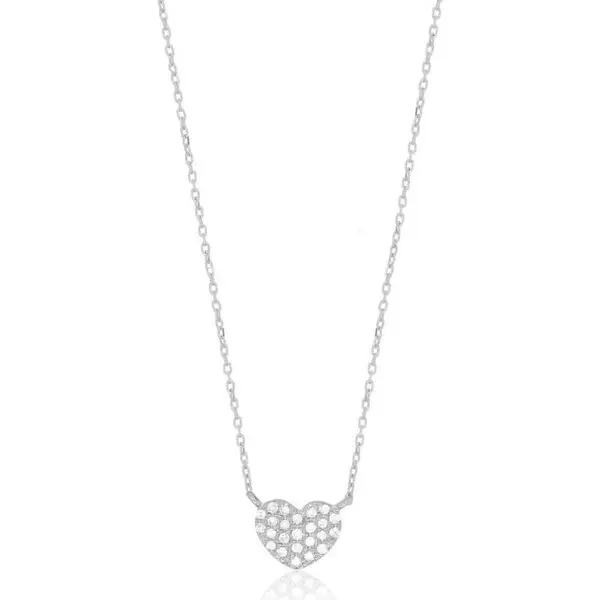 THE LOVERY FINE JEWELRY Mini Diamond Heart Necklace - White Gold