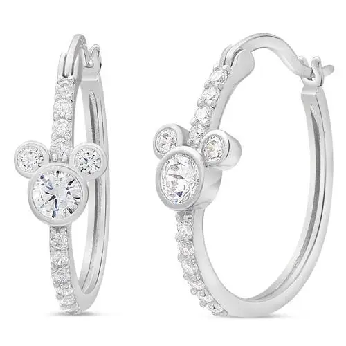 Disney Mickey Mouse Sterling Hoop Earrings - Silver