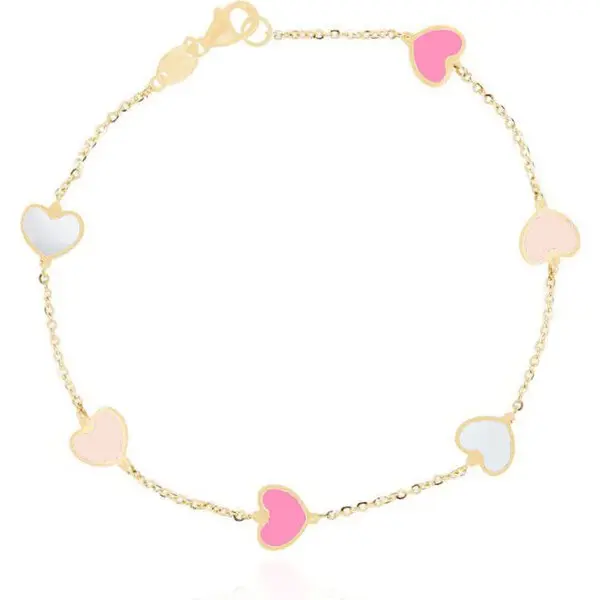 THE LOVERY FINE JEWELRY Heart Station Fine Bracelet - Pink Mixed