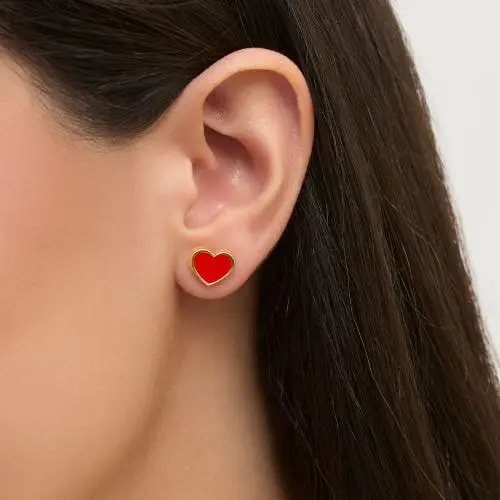 Disney Mickey And Minnie Heart Necklace And Stud Earrings Set