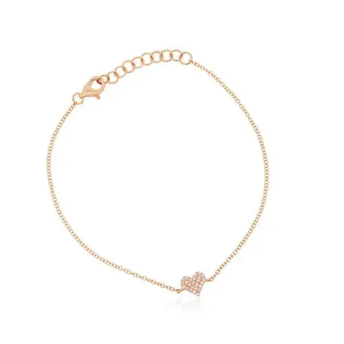 THE LOVERY FINE JEWELRY Mini Diamond Heart Bracelet - Rose Gold