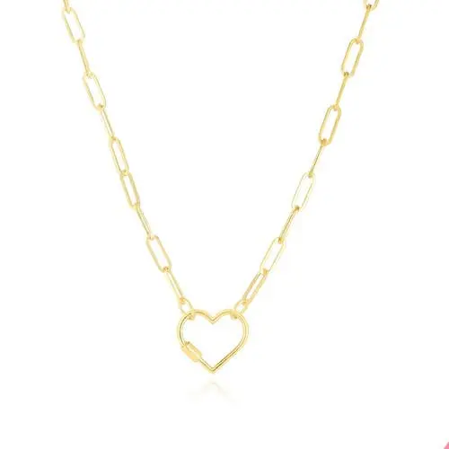 THE LOVERY FINE JEWELRY 14k Carabiner Heart Charm Holder Necklace - Yellow Gold