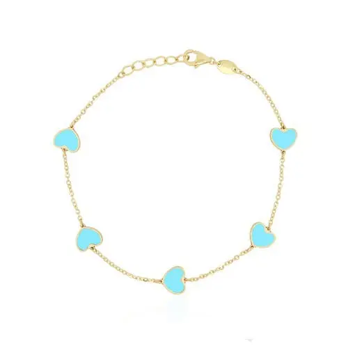 THE LOVERY FINE JEWELRY Heart Station Bracelet - Turquoise