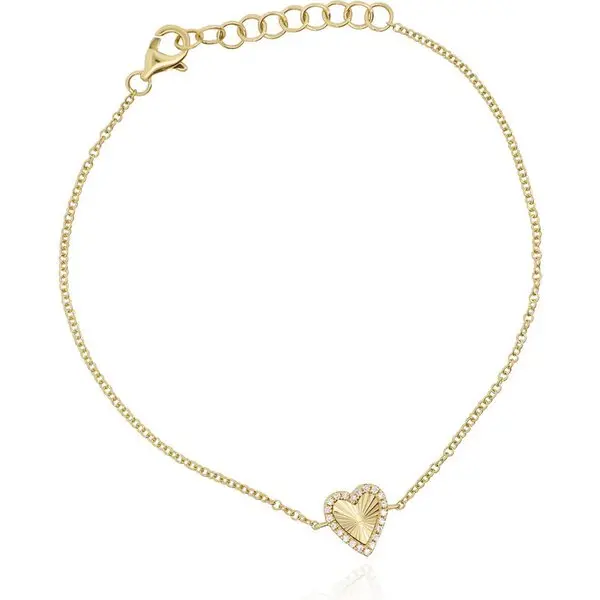 THE LOVERY FINE JEWELRY Skinny Fluted Heart Bracelet - Yellow Gold