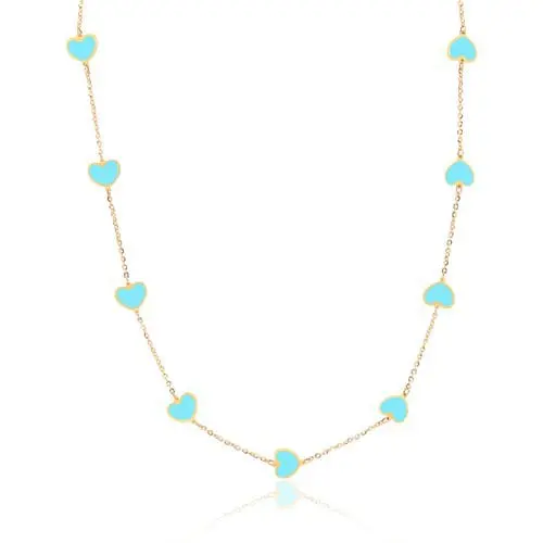 THE LOVERY FINE JEWELRY Heart Station Necklace - Turquoise
