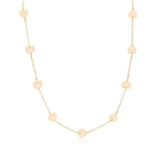 THE LOVERY FINE JEWELRY Heart Station Necklace - Pink Pearl