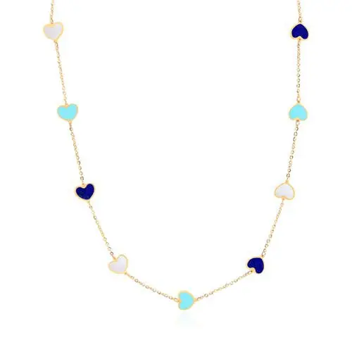 THE LOVERY FINE JEWELRY Heart Station Necklace - Mixed Blue